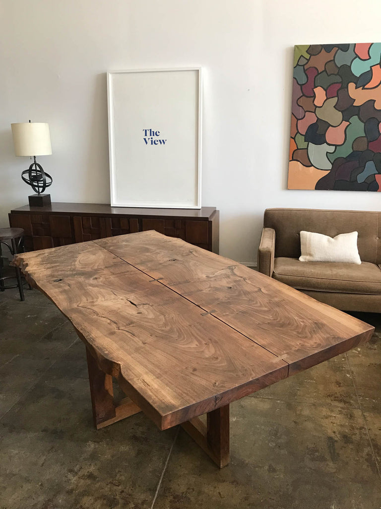Hand-Crafted Live Edge Dining Table in Walnut – The Arc