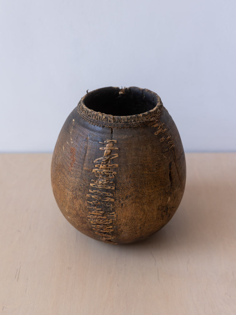 Medium Hand Carved African Vessel with Weaving – The Arc